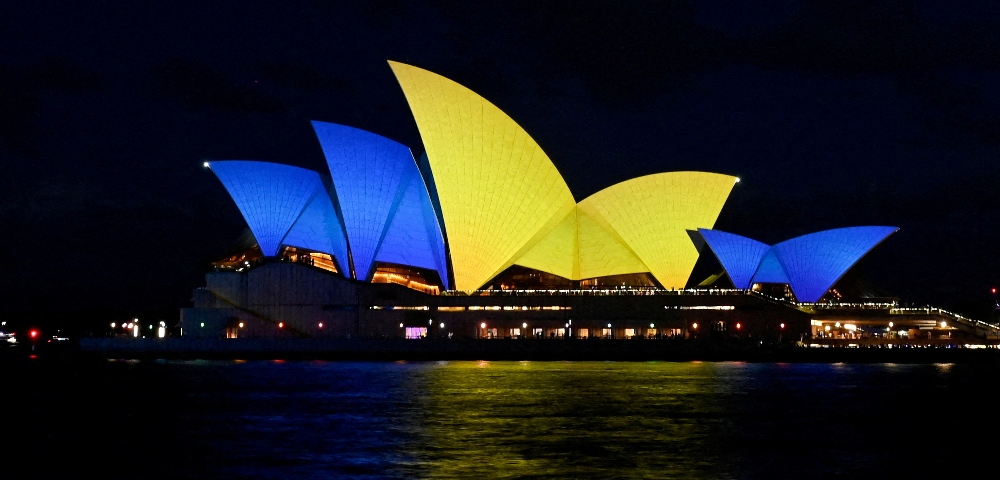 Sydney Opera House displays Israeli flag colours